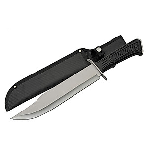 SZCO Supplies 15" Outdoor Survival Silver Tech Bowie Blade Knife, 211515-SL