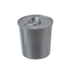 Restaurantware 4 oz Round Silver Plastic Tin Can - with Lid - 2 1/2" x 2 1/2" x 2 3/4" - 20 count box