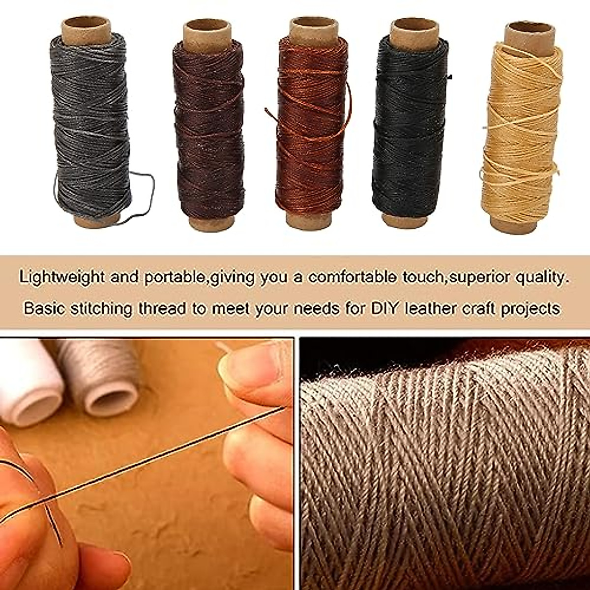 Leather Repair Kit Tape Measure Waxed Thread Leather Working Kit DIY for Leather Craft