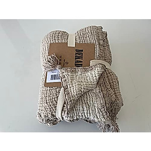 100% Cotton Muslin Throw Blanket, 4 Layers Bedspread, Soft Turkish Cotton Muslin Bed Cover, Reversible Coverlet, Mink (Throw 47x71-120x180cm)