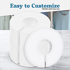 30 Closet Dividers for Hanging Clothes- White Closet Divider Set of 30 | Clothing Rack Dividers, Clothes Dividers for Closets, Closet Labels, Dividers Closet Clothes Dividers + Marker