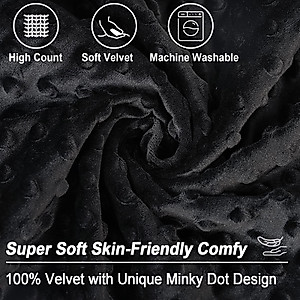 PHF Minky Dot Throw Pillow Cover 20"x 20", 2 Pack Soft Cozy Minky Bubble Real Velvet Cushion Cover, Christmas Home Decorative Pillow Pillowcase for Couch Sofa Bed, Black