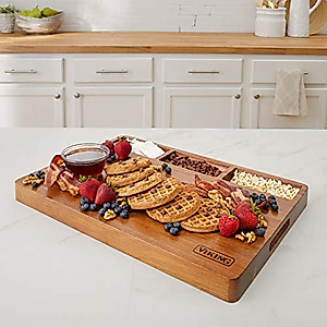 Viking Culinary Reversible Butcher Block Prep and Carving Board, 20 Inch, Includes 3 Built-In Compartments & Juice Groove, Crafted from Acacia Wood