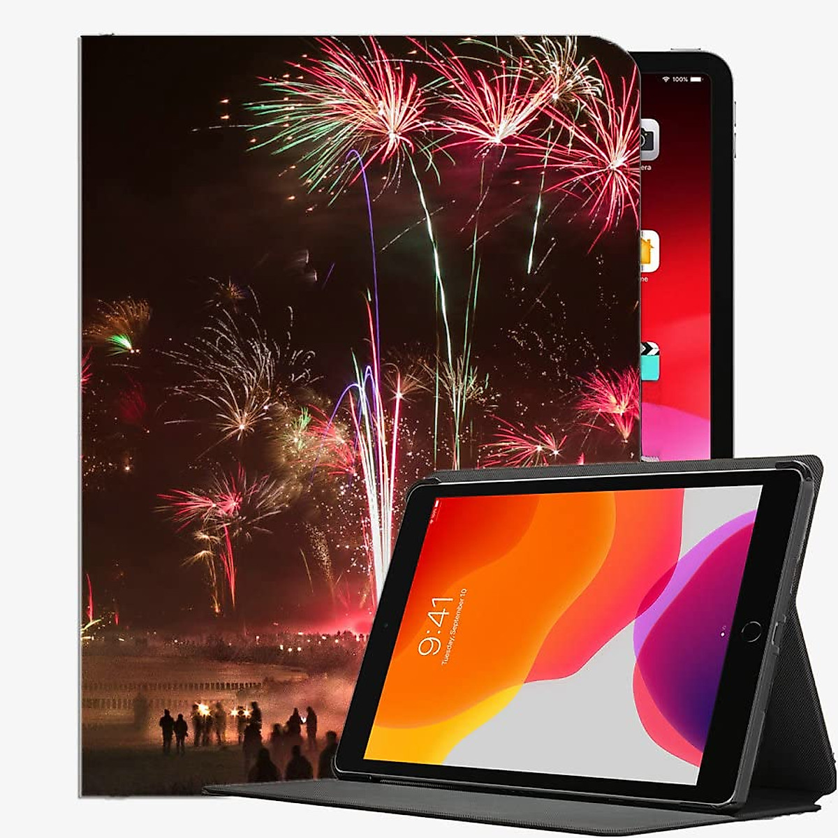 Wugao for iPad Pro 12.9 Case 2021/2020 Cover,Winter Lighthouse Snow Beach Business Folio Stand Cover with Pencil Holder