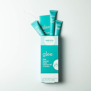 JOY Glee Women's Facial Hair Removal Cream Kit -2 Facial Hair Removal Creams + Finishing Cream + Face Mask Applicator, Pink, 1 Count