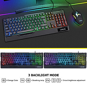 Gaming Keyboard and Mouse,CHONCHOW Full Size Computer Keyboard RGB Backlit USB Wired Keyboards&Gaming Mouse 3200DPI&Mousepad 3in1 for PC Laptop Desktop PS4 Xbox