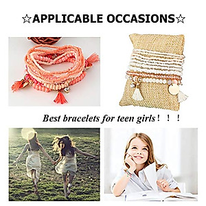 MILACOLATO 6Sets Boho Bead Bracelets Set Multilayered Stackable Bracelets Comfortable Stretch Bracelets Multicolor Bohemian Charm Bracelets for Women Girls