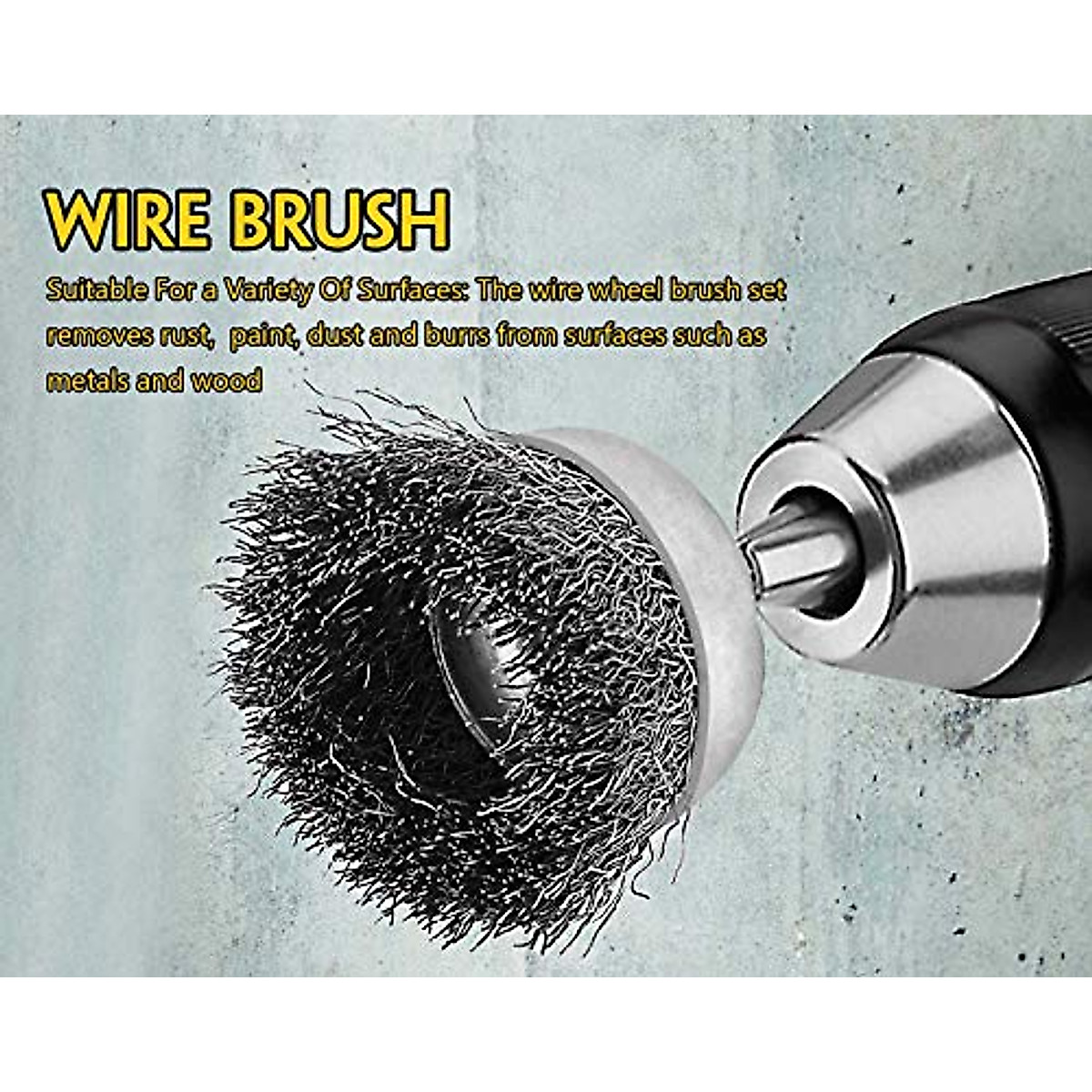 6 Pcs Wire Wheel Cup Brush Set,1/4In Round Shank Wire Brush for Drill Attachment, for Cleaning Rust, Stripping and Abrasive