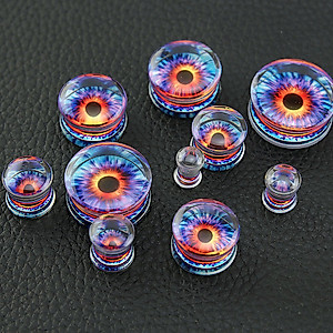 ZS Acrylic Transparent Purple Eyeball Fashion Ear Plugs Tunnel Expander Gauges Piercing (Gauge=11/16"(18mm))