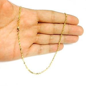 Jewelry Affairs 10k Yellow Real Gold Singapore Chain Necklace, 1.7mm, 18"