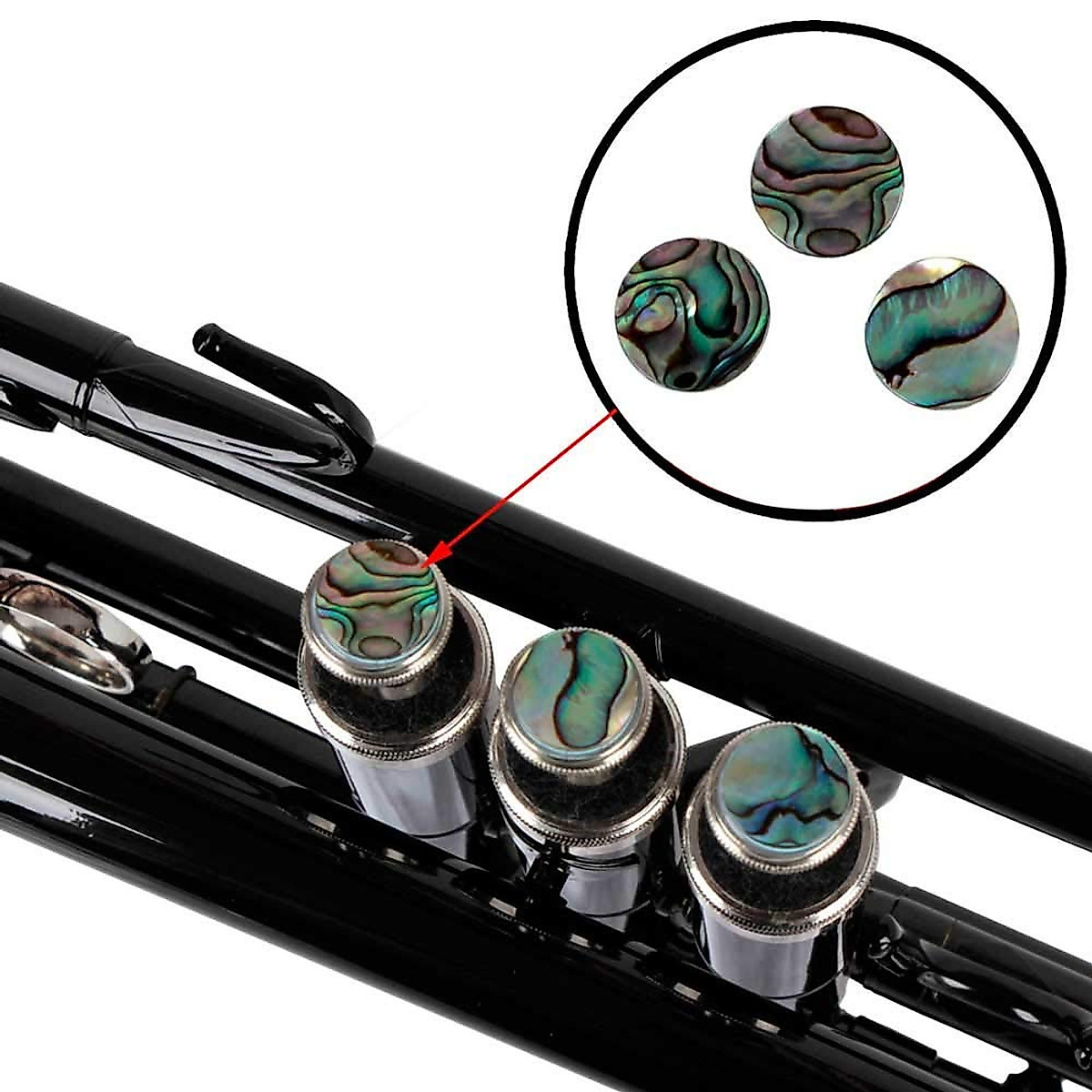 3 Pcs Trumpet Buttons Finger Key Valve hat Screw Repairing Parts for Trumpet Lovers with Abalone Shell