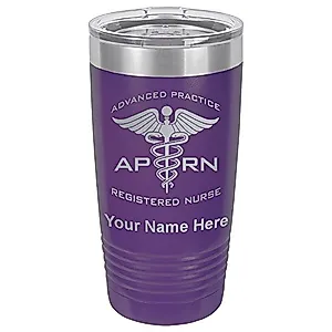 LaserGram 20oz Vacuum Insulated Tumbler Mug, APRN Advanced Practice Registered Nurse, Personalized Engraving Included (Dark Purple)