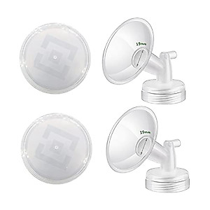Begical 2pc 19mm Flange&Flange Cover Compatible with Spectra/Motif Luna/Amada MYA Breastpumps Replacement to Pump Parts/Flanges/Shields. Compatible with Spectra S1 S2 9 Plus Parts/Accessories