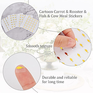 OLYCRAFT 2400Pcs 4 Styles Gold Meal Stickers 0.4 inch Cow/Fish/Chicken/Carrot Meal Choice Stickers Place Card Stickers Wedding Banquet Meal Indicator Stickers for Kitchen Sticker