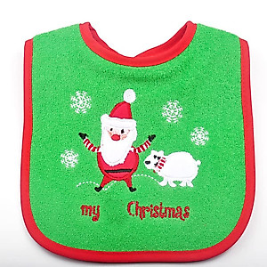 Dream Loom Christmas Baby Bibs 4pcs, First Xmas Baby Gift, for Babies Newborns and Toddler