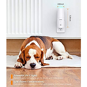 Plug In Air Purifiers for Home | UV Light Sanitation for Rooms | Ozone Deodorizer for Odor from Pets, Diapers, Room Freshener | Auto Mode 1h/2h/4h Timer