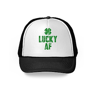 Awkward Styles Lucky AF Mesh Cap St. Patrick's Day Trucker Hats Shamrock Black One Size