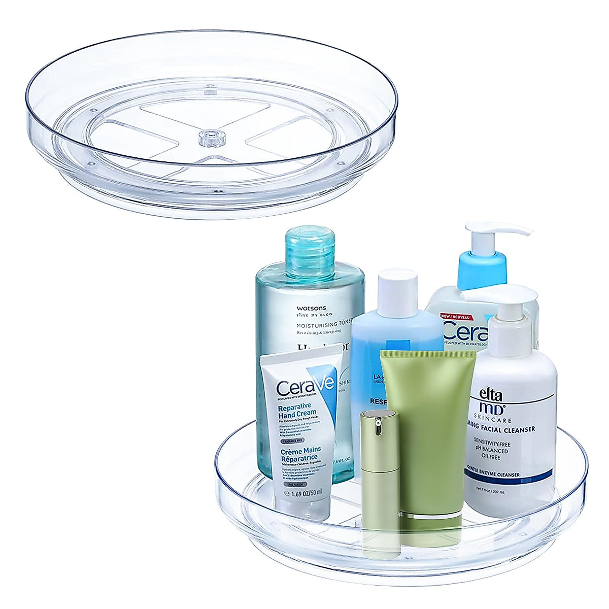 JelKen Lazy Susan Turntable Cupboard Organizer, 2 Pack Rotating Spice Racks for Kitchen, Cabinet, Pantry, Refrigerator (9"x1.38")