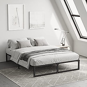 Richwanone 14 inch Full Bed Frame Metal Platform Mattress Foundation with Steel Slat Support, No Box Spring Needed, Easy Assembly, Black