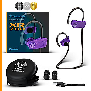 TREBLAB XR700 Wireless Sports Earbuds - Custom Adjustable Earhooks, PRO Running Bluetooth 5.0 Headphones for Athletes. IPX7 Waterproof, Sweatproof, in-Ear Headset, Noise Cancelling Earphones (Purple)