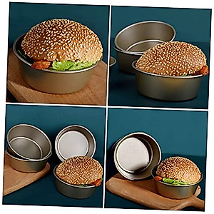 BAFAFA 2pcs Burger Mold Molde Para Pastel Pizza Oven for Home Toaster Oven Pans Round Cake Tin Steel Baking Pan Loaf Tin Ovenware Mold DIY Mold Meatloaf Breads Molds Golden Household Tray Pan