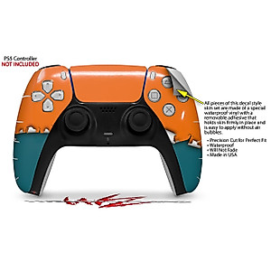 WraptorSkinz Skin Wrap compatible with Sony PS5 DualSense Controller Ripped Colors Orange Seafoam Green (CONTROLLER NOT INCLUDED)
