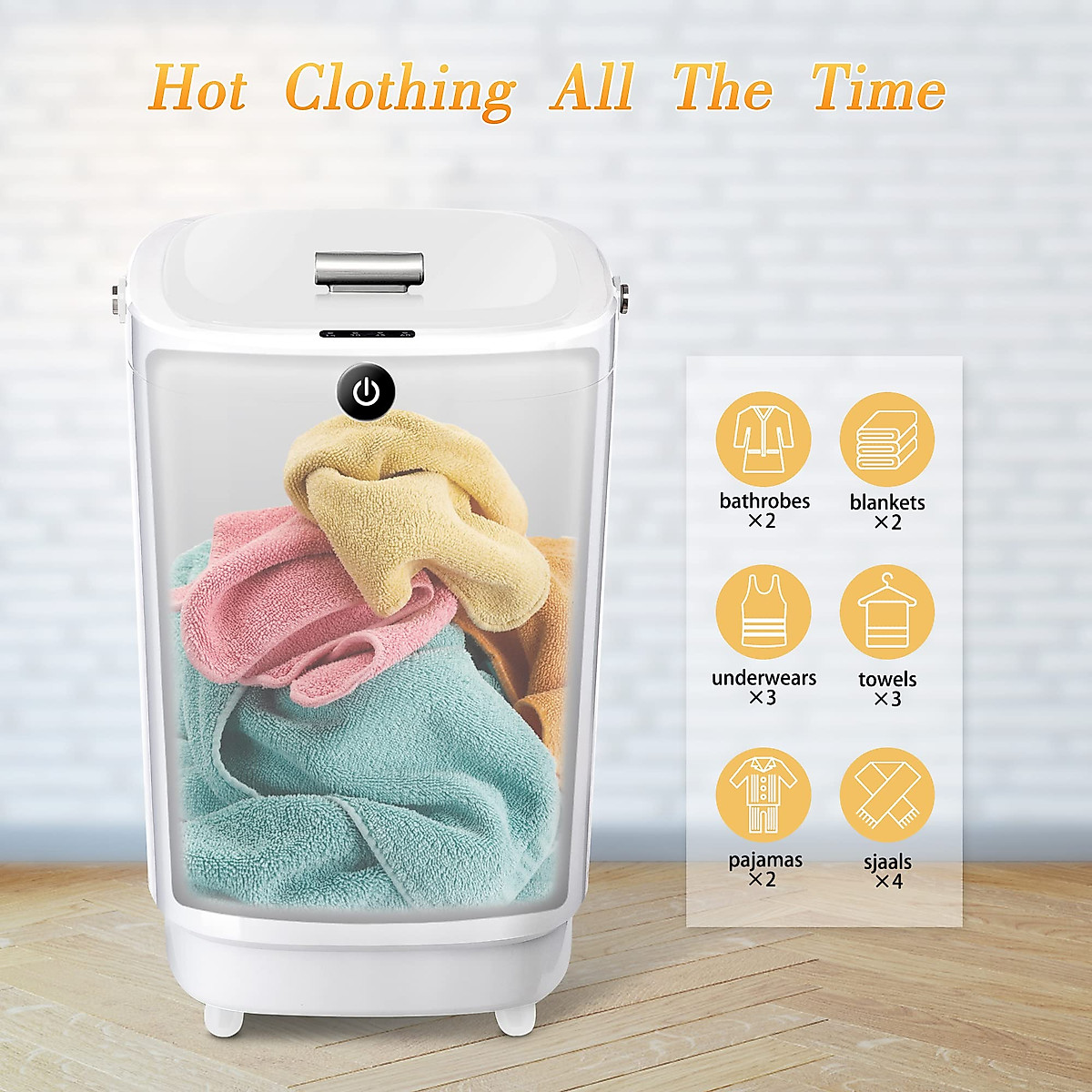 AZOUTDOOR Large Towel Warmers for Bathroom,Luxury Portable Bucket Towel Warmer Fits Up to Two 70"X80" Oversized Towels with Timing Auto Shut Off, White