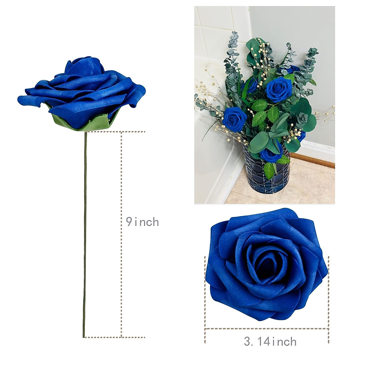 cosybeau Roses Artificial Fake Rose Flowers 50 PCS for Christmas Decorations Bouquets Wedding Centerpieces Arrangements Party Home Decor (Black)