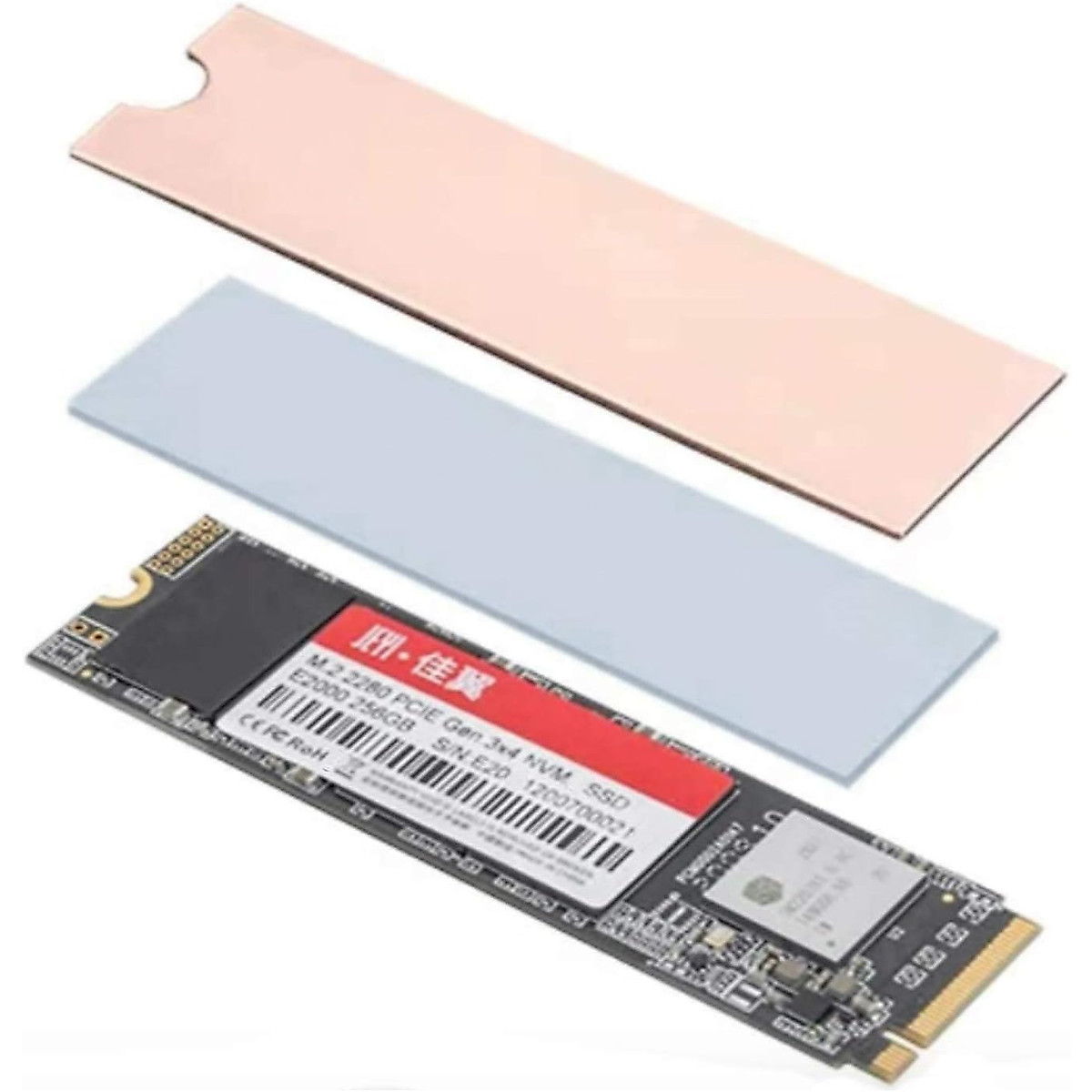 Easycargo Laptop M.2 Heatsink Kit, Copper m.2 Heat Sink + Thermal pad 1mm 0.5mm for Cooling Laptop M.2 2280 SSD (4-Pack)