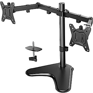 HUANUO Bundle – 2 Items: HUANUO Single Monitor Stand for 13 to 32 inch Monitor and Dual Monitor Stand for 13 to 32 Inch Two Monitor Freestanding Desk Stan