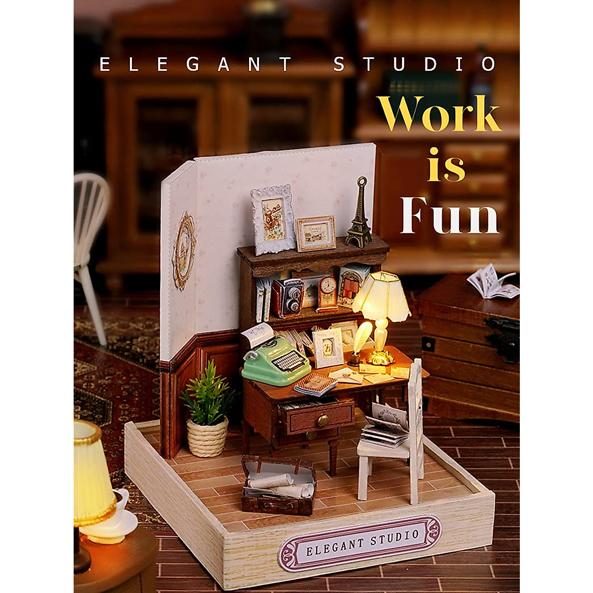 Flever Dollhouse Miniature DIY House Kit Creative Room with Furniture for Romantic Valentine's Gift (Elegant Studio)