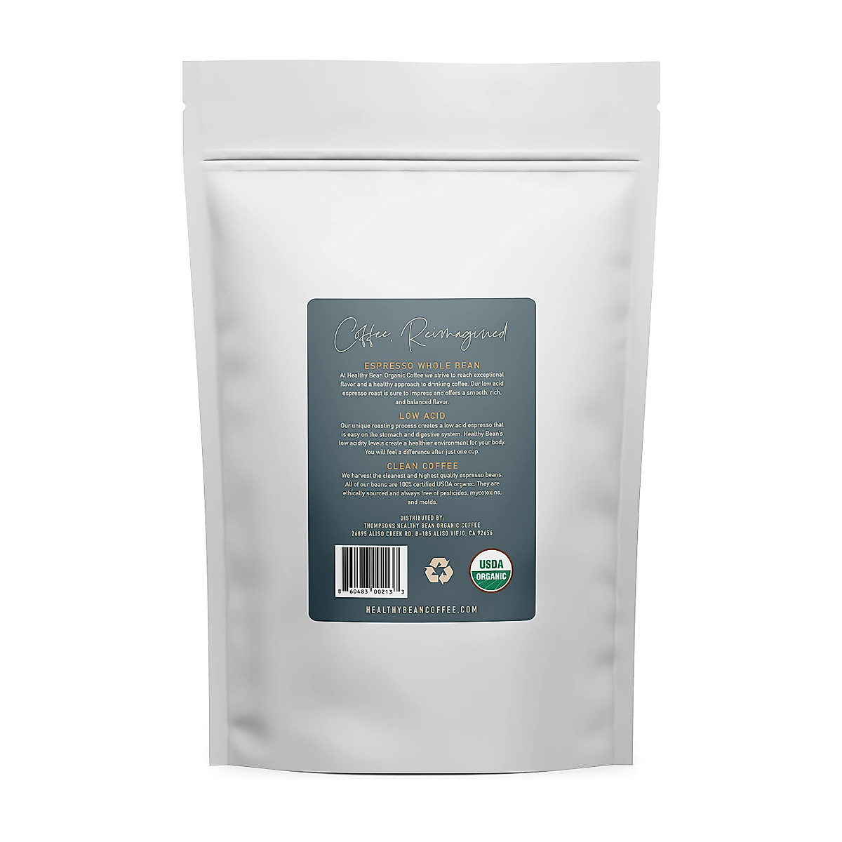 Healthy Bean Coffee - Espresso, Low Acid Coffee | Whole Bean, Organic | - 11oz.