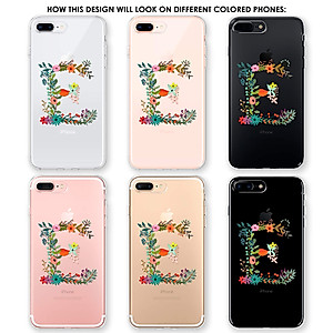 Case Charming Custom Floral Initial Letter Monogram Case for iPhone 15 Pro Max 14 13 12 mini 11 Xs Xr X 10s 10r 10 8 Plus 7 Se Clear Transparent Personalized Phone Cover