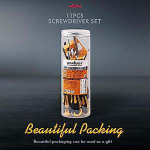 HORUSDY 11-Pieces Screwdriver Set, Magnetic 5 Phillips and 5 Flat Head Tips for Fastening and Loosening Seized