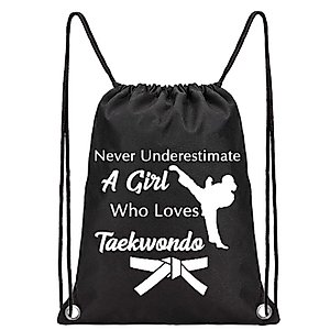 PXTIDY Taekwondo Gifts Martial Arts Drawstring Bag Who Loves Taekwondo Drawstring Backpack