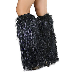 ToBeInStyle Women's Glitter Rave Leg Warmers - Black/Silver - OS
