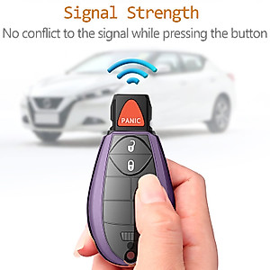 Houking for Dodge Key fob Cover,Soft Protector Case Key Shell with Leather Keychain,Fit for Grand Caravan Charger Challenger Durango Journey Magnum Ram Remote Key,Key Case Purple Black