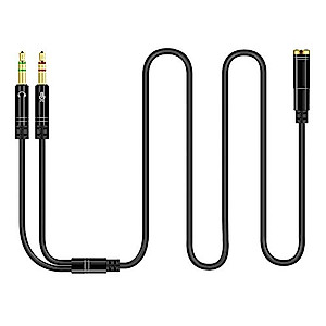 Canfon Headphone Splitter for Computer 3.5mm Female to 2 Dual 3.5mm Male Headphone Mic Audio Y Splitter Cable Smartphone Headset to PC Adapter(100CM, Black)