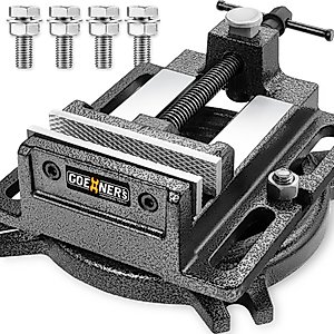 Giovent 4.25" Heavy Duty Bench Vise, 110 Swivel Base, Quick Release, 4-3/8" Max Opening, 1-1/8" Jaw Depth, Black Alloy Steel