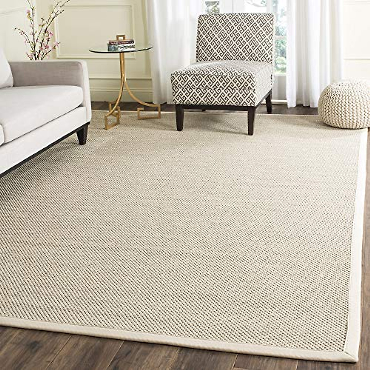 SAFAVIEH Natural Fiber Collection 8' x 10' Marble / Beige NF143C Border Sisal Area Rug