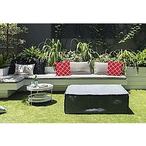 FBTS Prime Pack of 2 Outdoor Waterproof Decorative Throw Pillow Covers for Patio Furniture, 18x18 Inch Fade Resistant Patio Garden Cushions for Couch Bed Sofa, Geometric Red