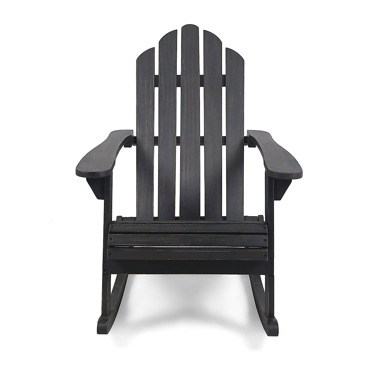 Christopher Knight Home Cara Outdoor Adirondack Acacia Wood Rocking Chair, Dark Gray Finish