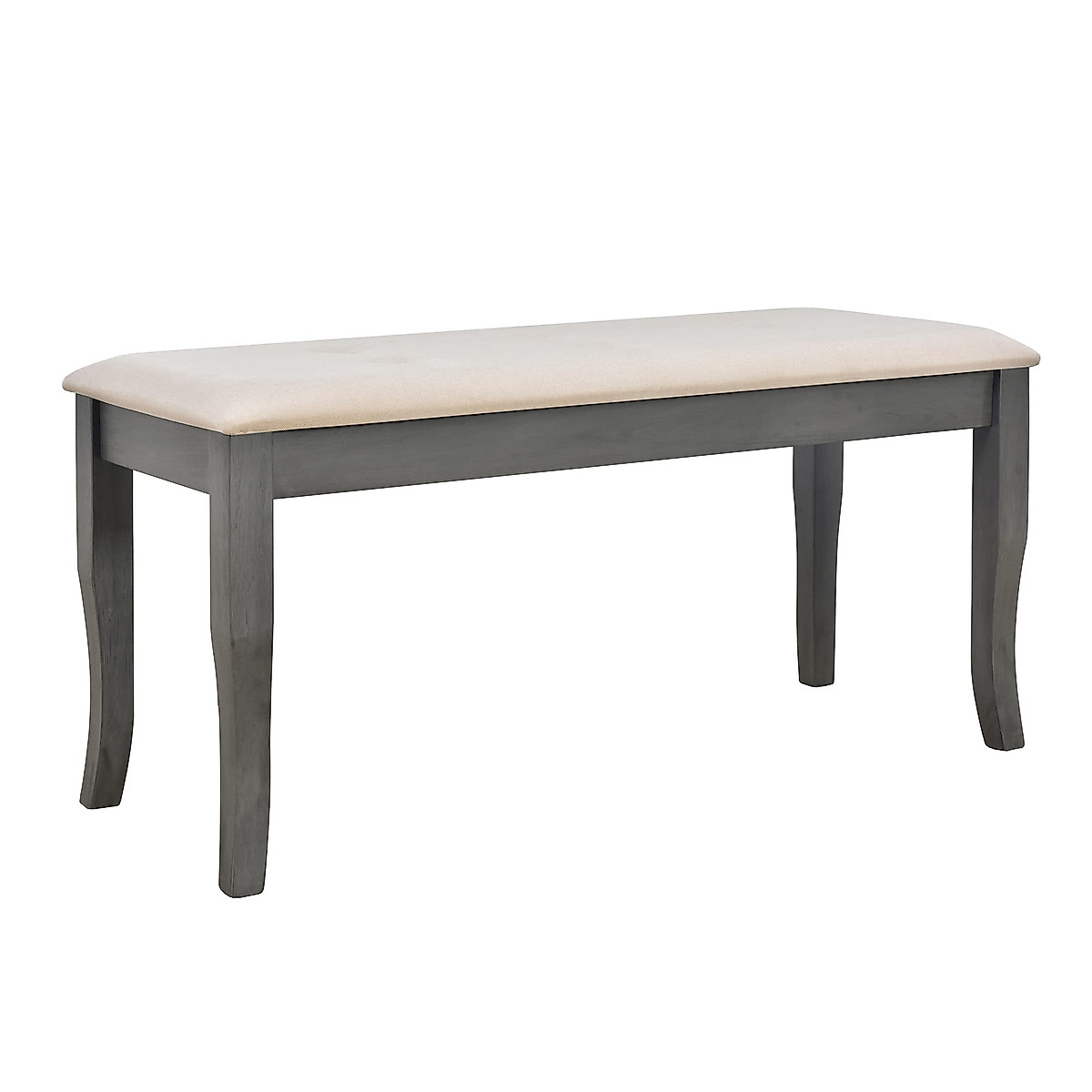 RUNWON Farmhouse Solid Wood 6-Piece Dining Set with Rectangular Trestle Table and 4 Upholstered Chairs & Bench, Gray