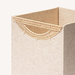 La Jolie Maison 2 Pack Foldable Oatmeal Felt Cube Bins, 13 Inch Storage Cube with Rattan Handle, Decorative Storage Bins for Closet Toys Bedroom