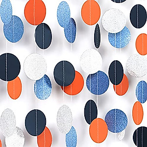 Blue-Silver Orange Space Party-Decorations Streamers-Garland - 52Ft Graduation 2023 Glitter Hanging Paper Banner,Birthday Boy Baby Shower Decor Banners Lasting Surprise