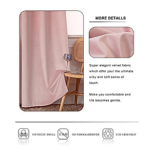 Blush Pink Velvet Curtains 108 inches Super Soft Home Decor Room Darkening Curtains 2 Panels Set, Thermal Insulated Velour Rod Pocket Velvet Drapes for Bedroom and Living Room