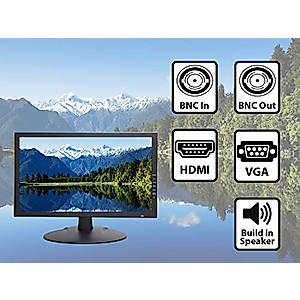101AV 18.5" Professional LED Security Monitor HDMI VGA & BNC Input Audio Video Display Computer PC Monitor w/Speaker for CCTV DVR Office & Home Security Camera System Surveillance Optional Wall Mount