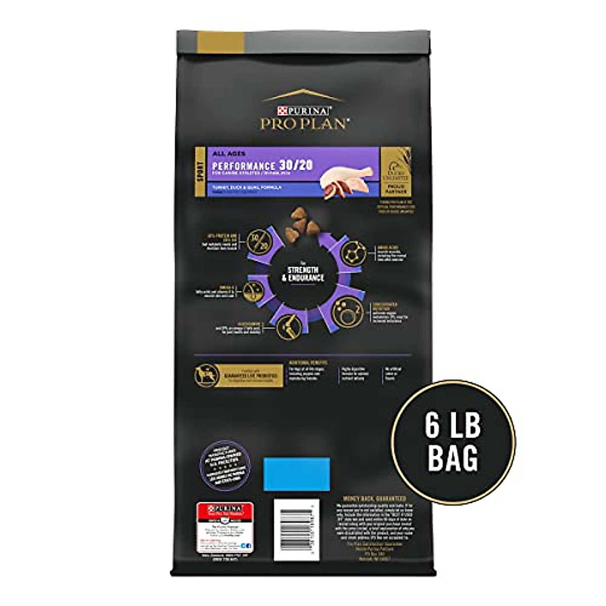 Purina Pro Plan Sport Performance 30/20 Turkey, Duck & Quail Formula Dry Dog Food - (5) 6 Lb. Bags