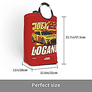 Joey Logano 22 Large Laundry Basket Laundry Hamper Bag Washing Bin Clothes Bag Collapsible Tall with Handles Waterproof Bathroom College Essentials Storage for College Dorm, Family