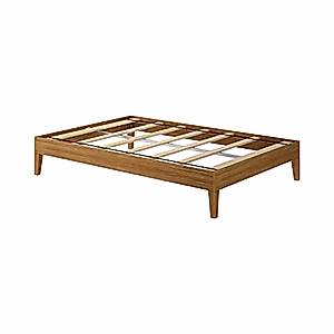Plank+Beam Solid Wood Platform Bed Frame, Strong Wood Slat Support, No Box Spring Needed, Easy Assembly, Matte Pecan, Full